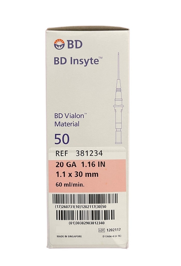BD Insyte IV Cannula 20g